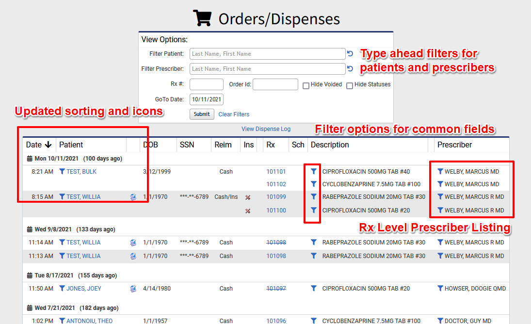 Updates to Show Orders Screen